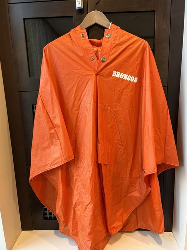 RARE Vintage NFL Denver Broncos Heavy Vinyl Poncho * NOS Unused Size L ...