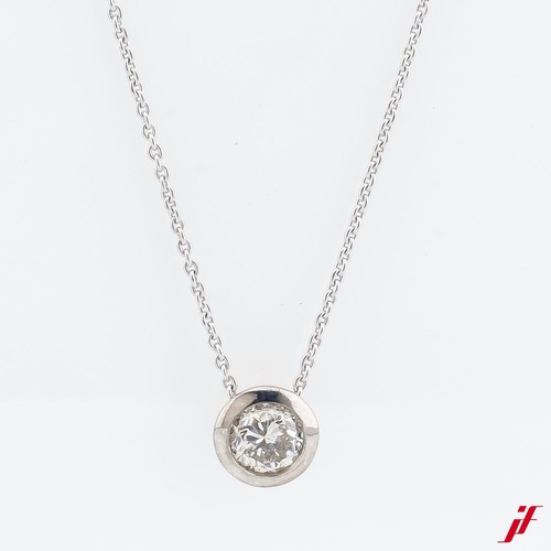 Necklace with Solitaire Pendant Runner 750/18K White Gold 1 Diamond 0 ...