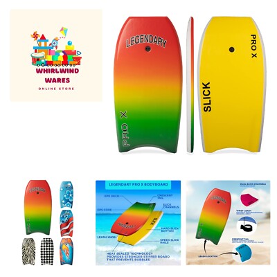 Legendary Pro X Bodyboard for Beach with Hard Slick Bottom, Boogie ...