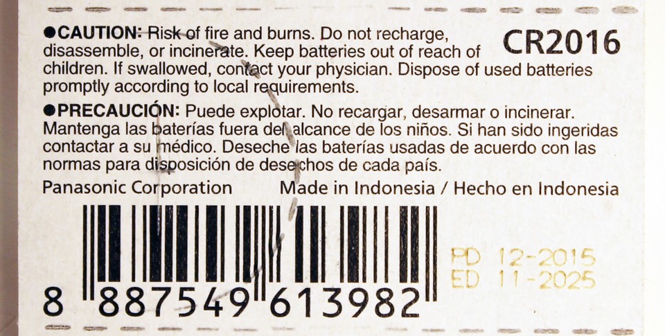 2PC Panasonic CR2016 2016 Lithium Coin Cell Battery 90mAh 3V, Ships ...