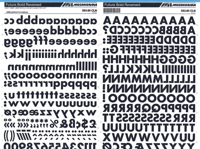 MECANORMA #306 FUTURA REVERSED 15.7mm, Lettering Transfers A3, Fonts ...