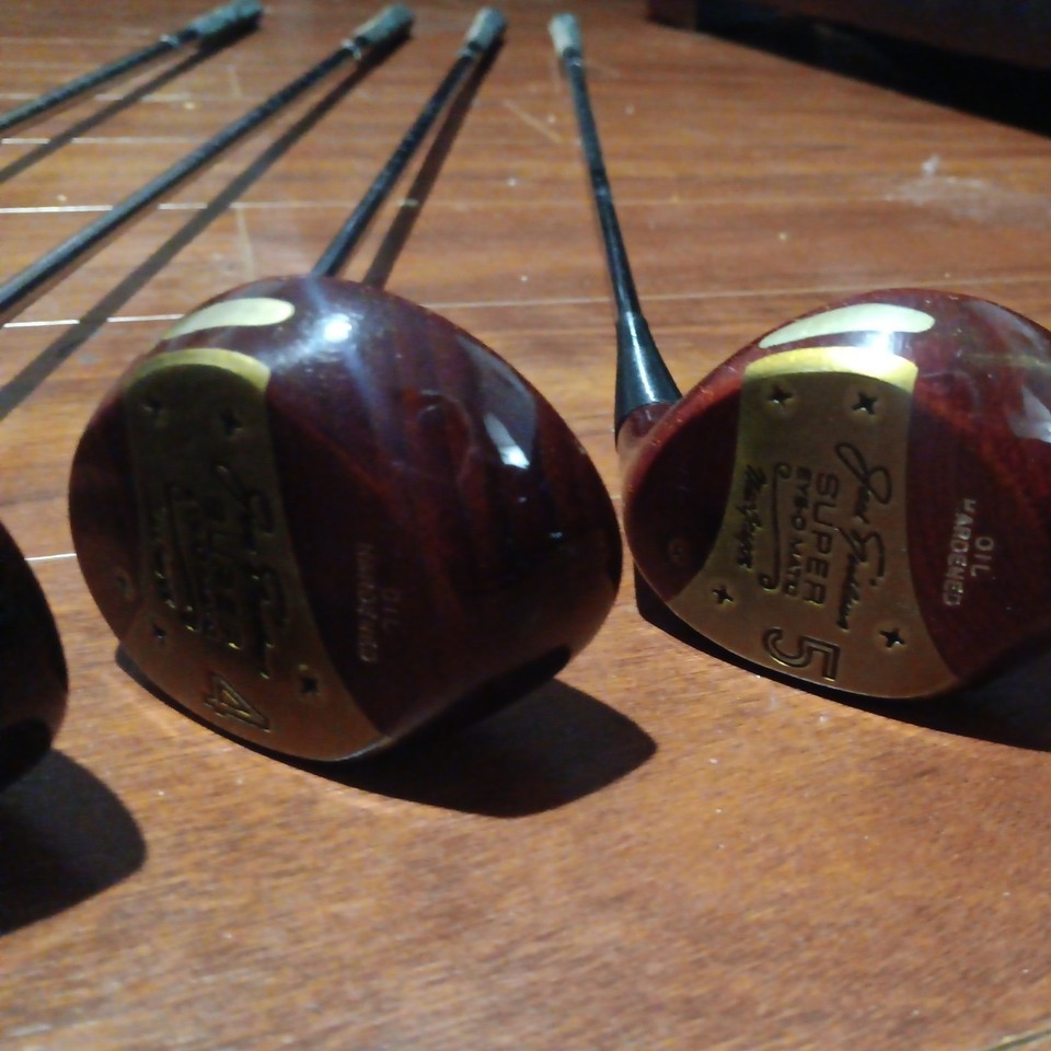 NOS Macgregor Jack Nicklaus Super Eye O Matic Persimmon Driver & 3 4 5 ...