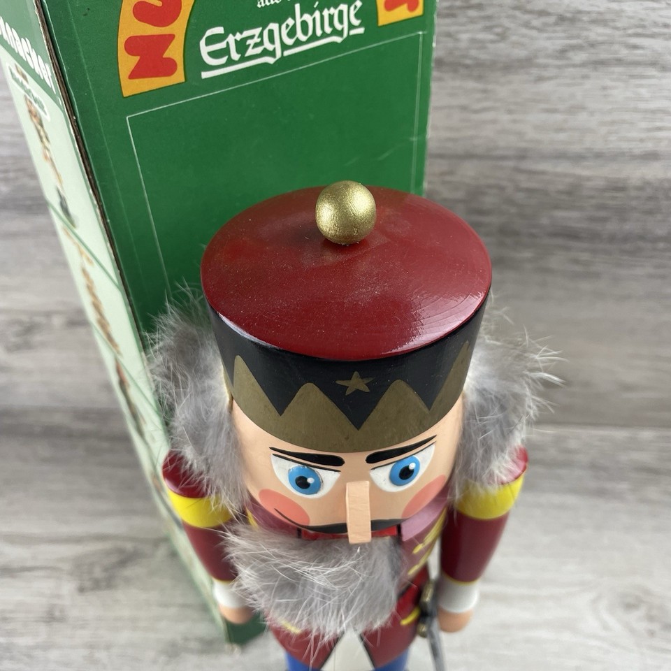 Vintage Original German Nutcracker by Erzgebirge Prince 13" tall With ...