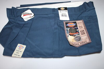 NEW Dickies Pleated Work Pant 42x32 Navy Blue Casual Fit Permanent ...
