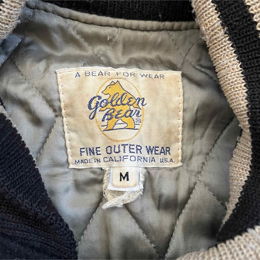 Rare Golden Bear Varsity Jacket L Black Leather Vinta… - Gem