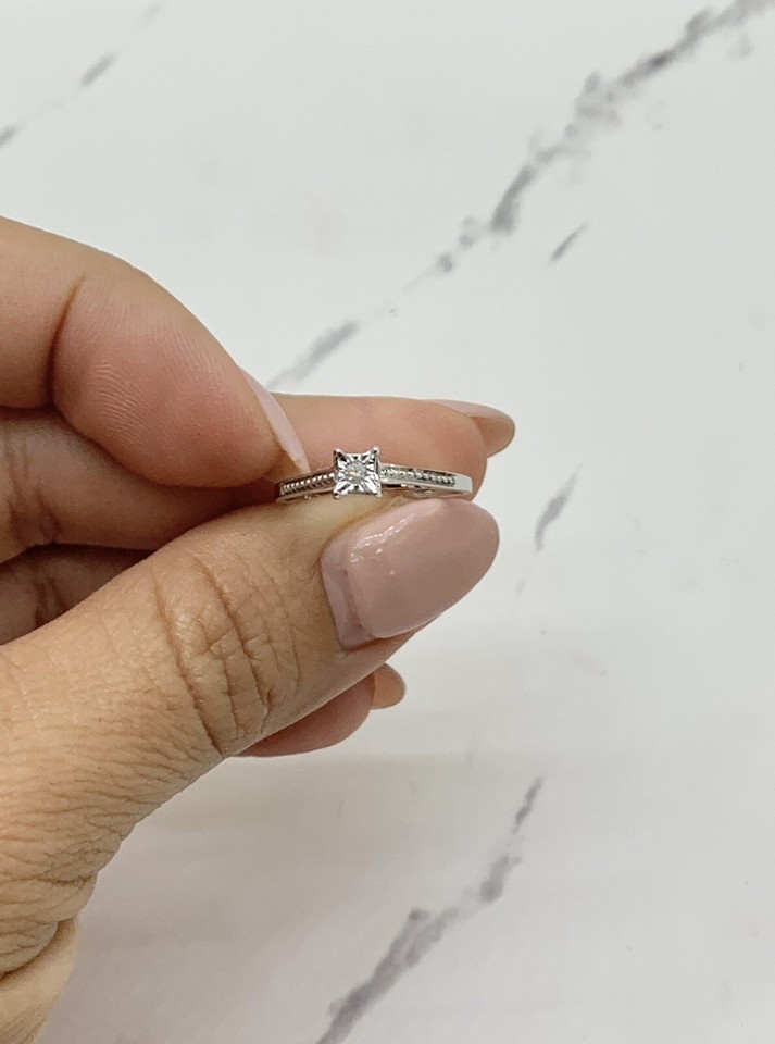 10k solid gold ring Engagement Diamond Chip - Anillo en oro Compromiso ...