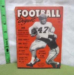 FOOTBALL DIGEST magazine Fred Benners vs. Sonny Gandee 1951 Jim Thorpe ...