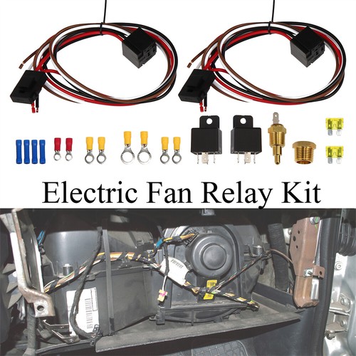 175°-185° Thermostat Dual Electric Cooling Fan Wiring Relay Sensor Kit ...