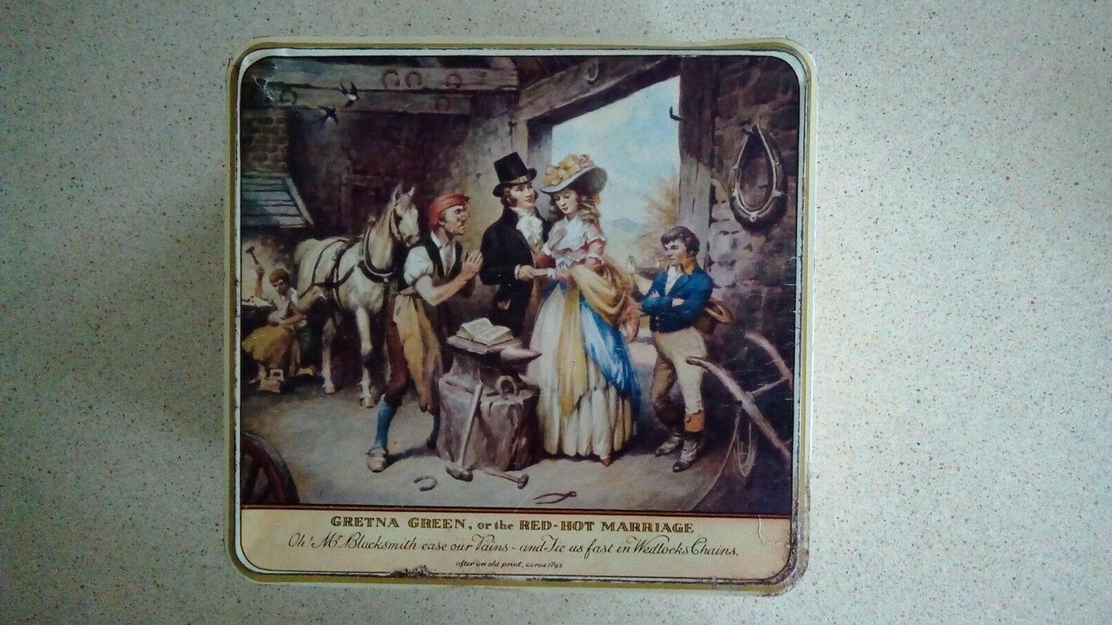 Carr & Co LTD Biscuit Tin Carlisle " GRETNA GREEN . or the RED-HOT ...