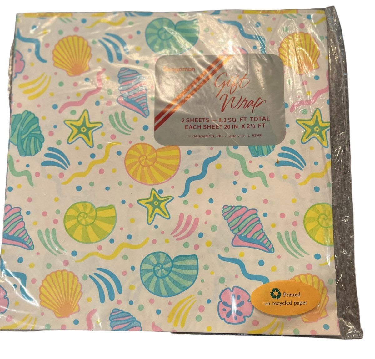 Vtg Seashell Wrapping Paper NOS Pastels Colorful Sealed Sangamon All ...