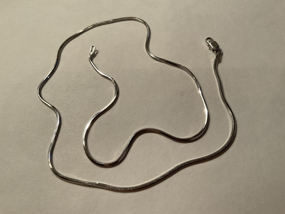 14K Solid White Gold 16 Inch Snake Skin Chain Italy 4.9 Grams | eBay