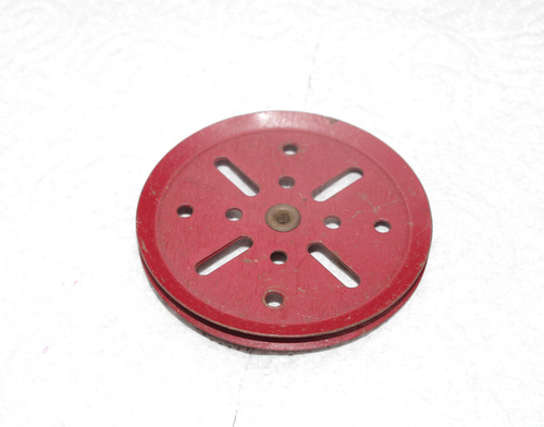 MECCANO POULIE A MOYEU ROUGE METAL, diamètre 75mm ref 19b TRES BON ETAT ...