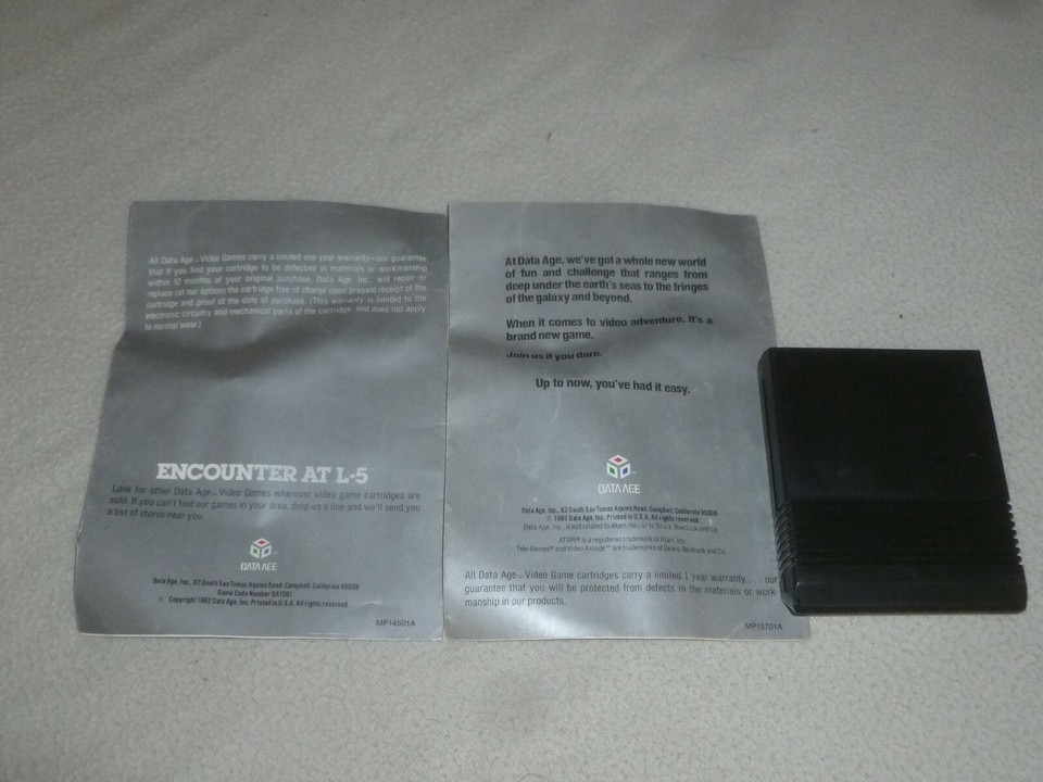 ATARI 2600 GAME CARTRIDGE & INSTRUCTION MANUAL ENCOUNTER AT L-5 BATTLE ...