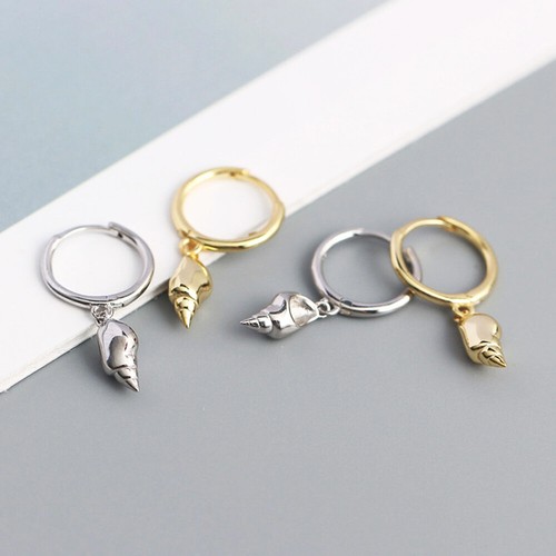 925 Sterling Silver Conch Shells Huggie Hoop Dangle Drop Earrings | eBay