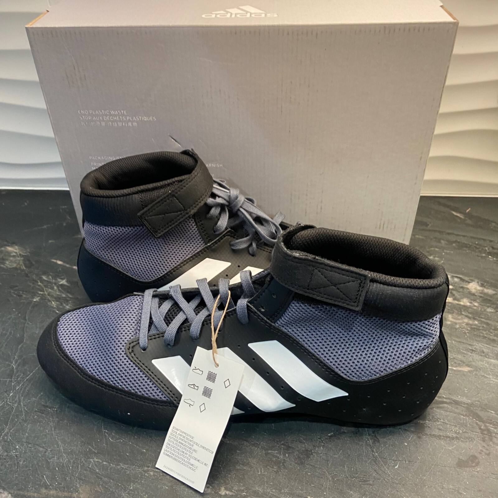 ADIDAS MAT HOG 2.0 WRESTLING BLACK/GREY SHOES SNEAKERS MENS SIZE 10.5 ...
