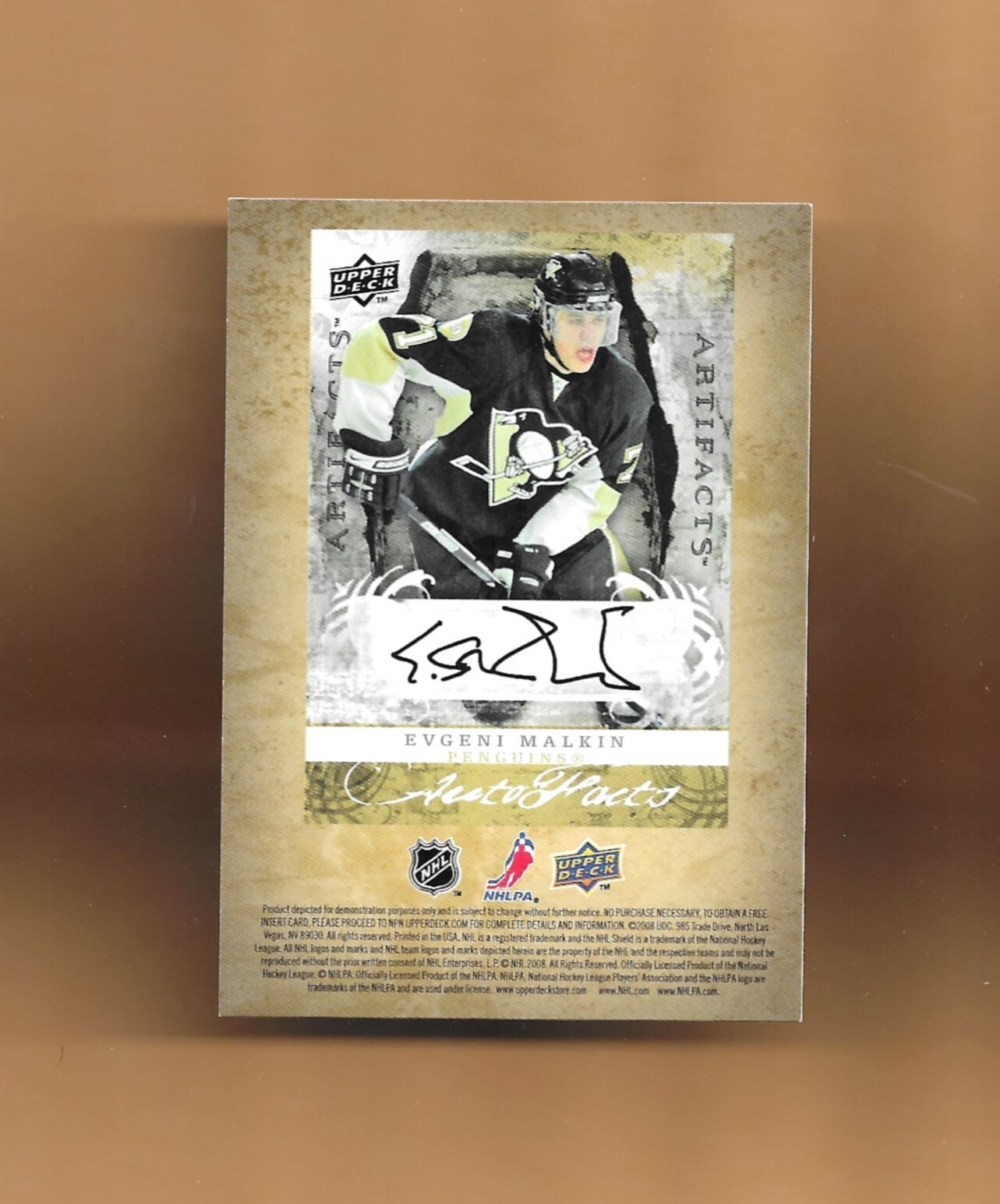 2008-09 UD Artifacts BOX AD Card EVGENI MALKIN PITTSBURGH PENGUINS ...