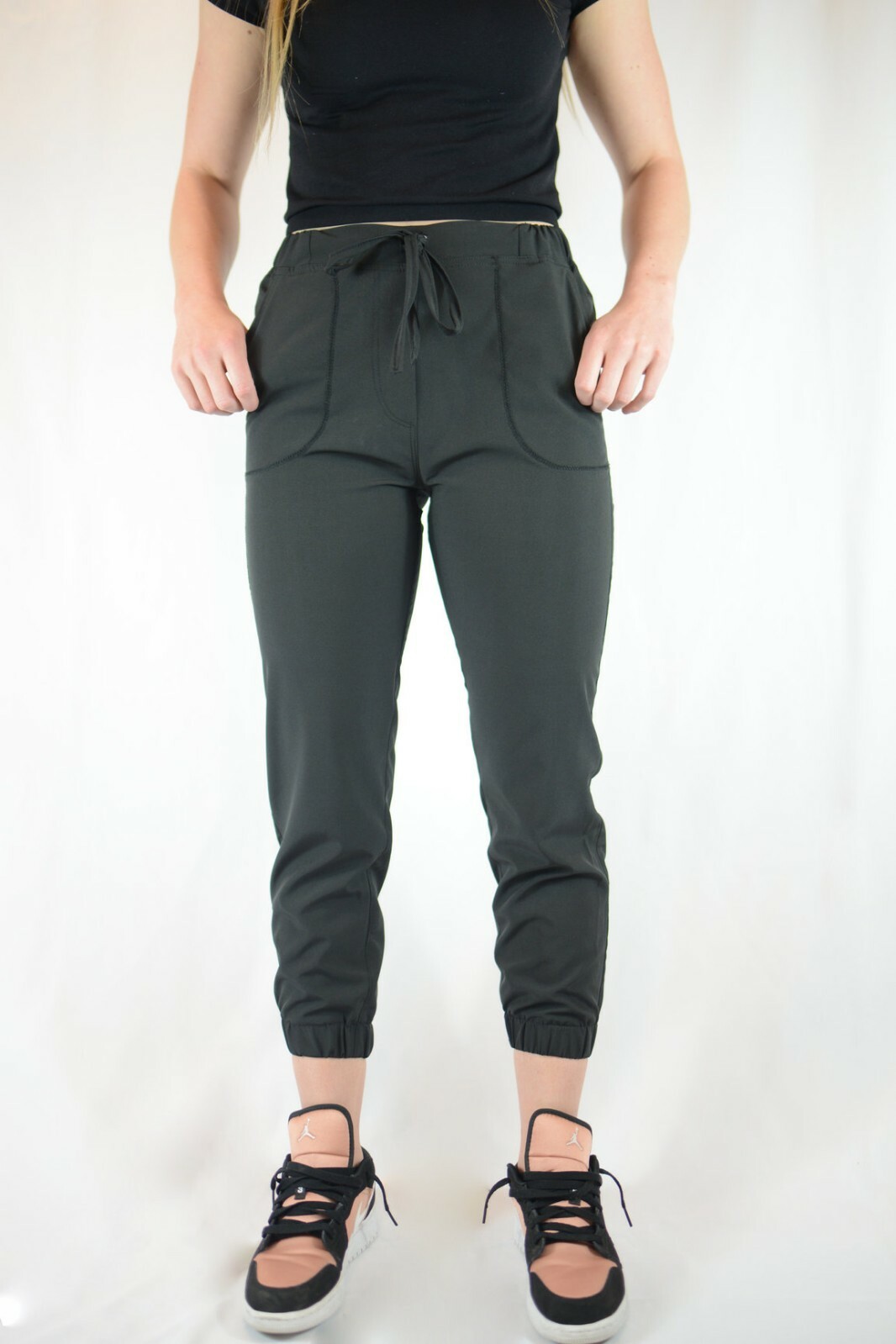Drawstring Jogger Pants- Black | eBay