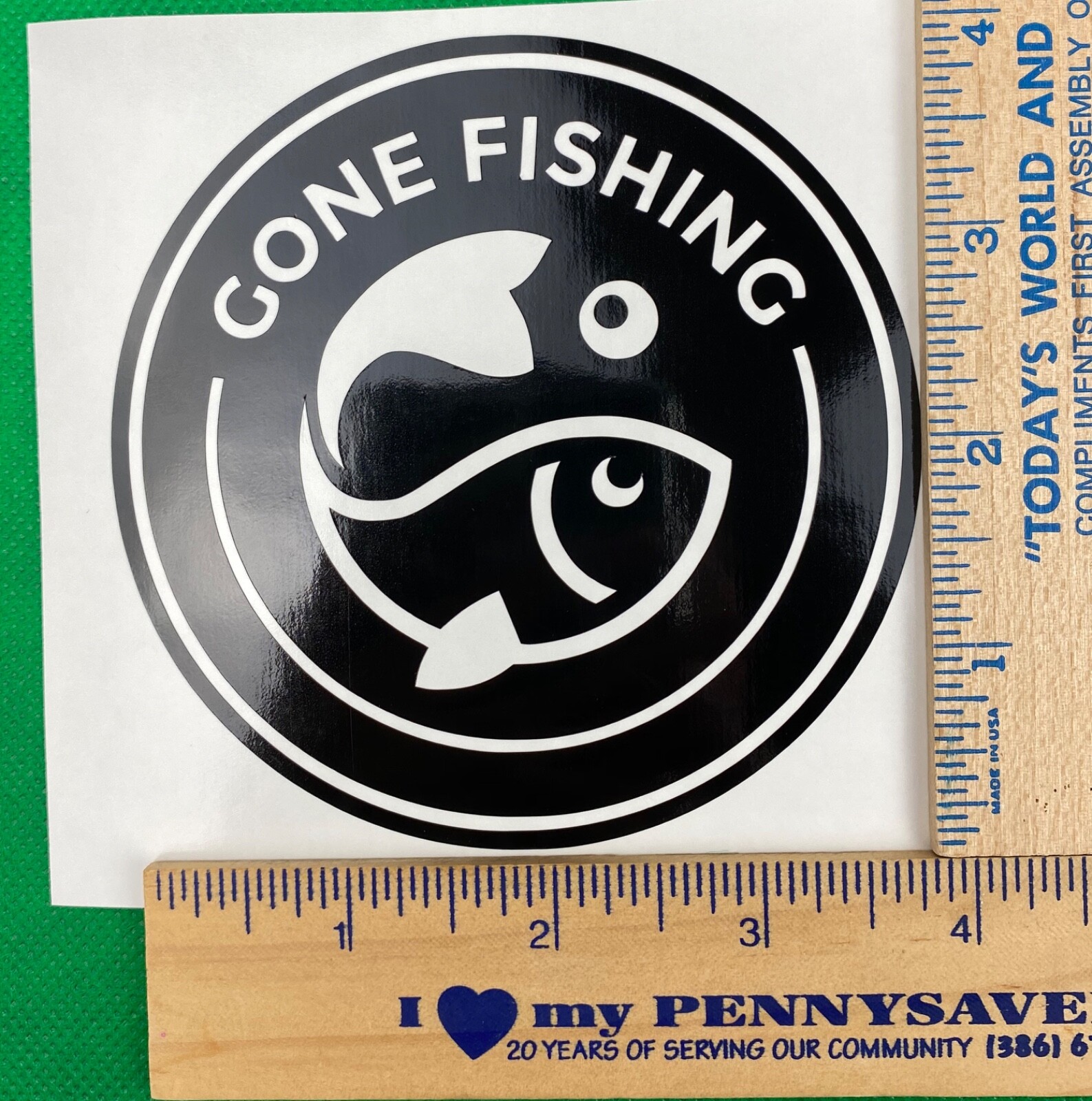Gone Fishing Fish Round Black Vinyl Car Window Decal New Gift | eBay