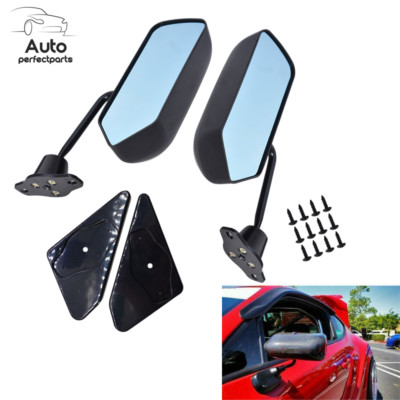 Black Car Racing Rearview Side Wing Mirrors Convex Glass 2PCS Universal ...