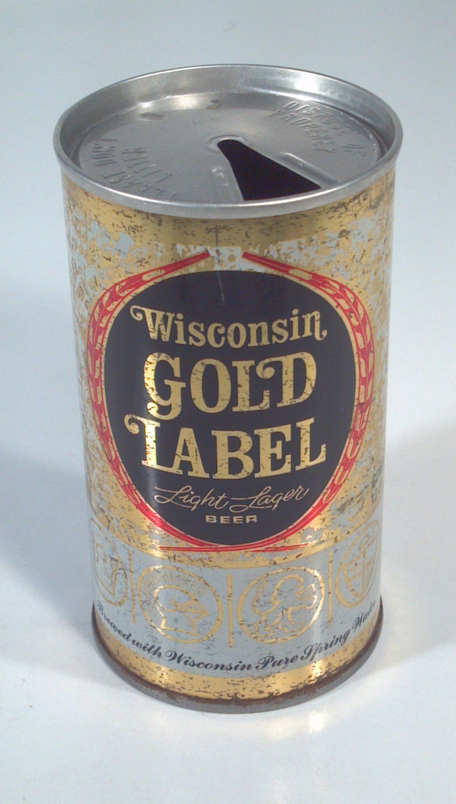 Vintage Wisconsin Gold Label Lager Beer 12oz Can Straight Steel Huber ...
