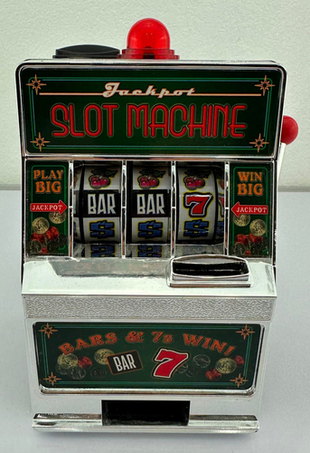 Vintage Mini Jackpot Slot Machine, Bar 7- Coin Bank, Lights Up. SM ...