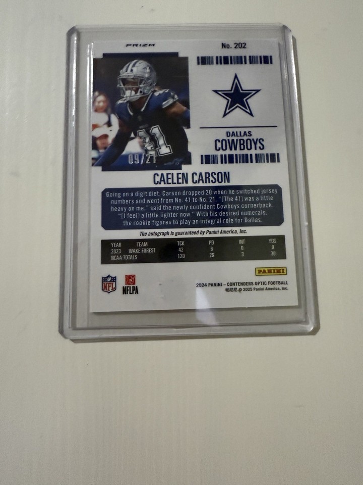 2024 Contender Optic Calen Carson On Card Auto /21 | eBay