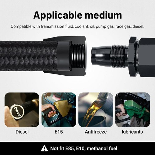 8AN 10FT Fuel Line Kit 8AN Nylon Braided Fuel Line Hose Fitting Kit CPE ...
