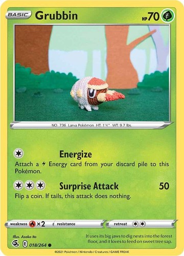 Grubbin SWSH08: Fusion Strike 018/264 NM English Pokemon Card | eBay