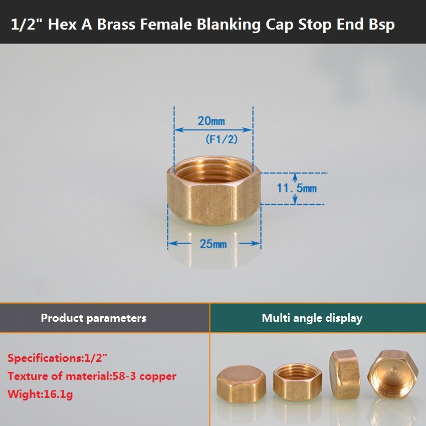 Brass Female Blanking Cap Stop End Bsp 1/8" 1/4" 3/8" 1/2" 3/4" 1" Pipe ...