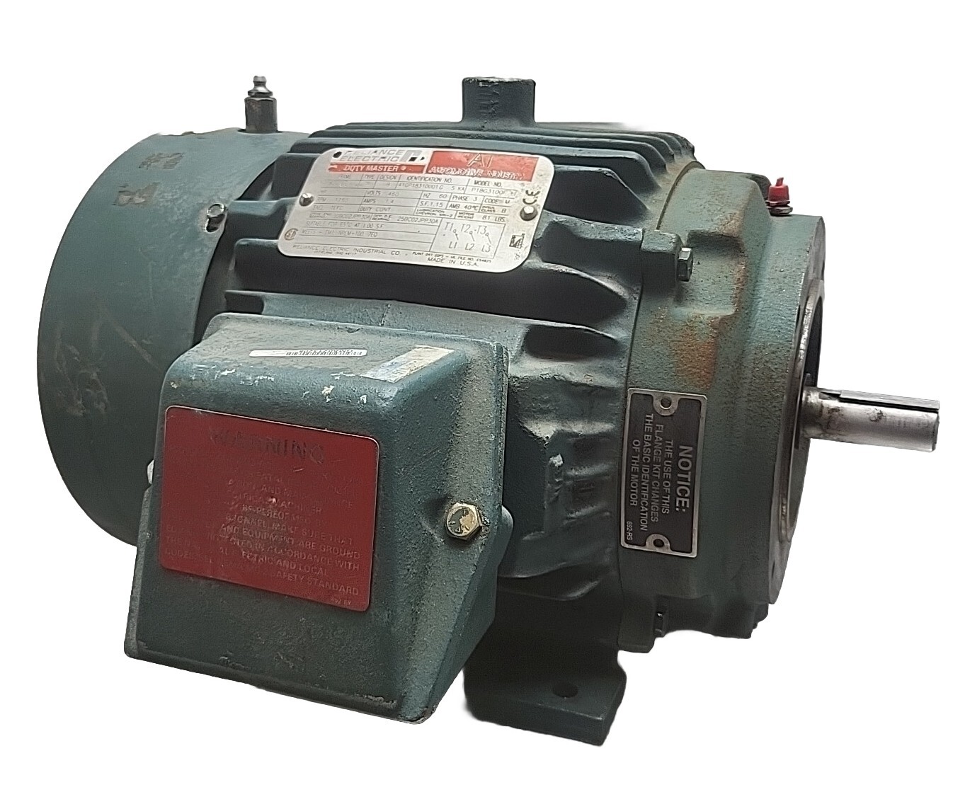 Reliance P18G3100F AI Duty Master AC Motor 1 Hp 1800 Rpm 460 V 1.4A 3 ...