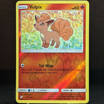 Vulpix 15/181 LP/NM Reverse Holo Team Up Foil Sun & Moon SM Pokemon TCG ...