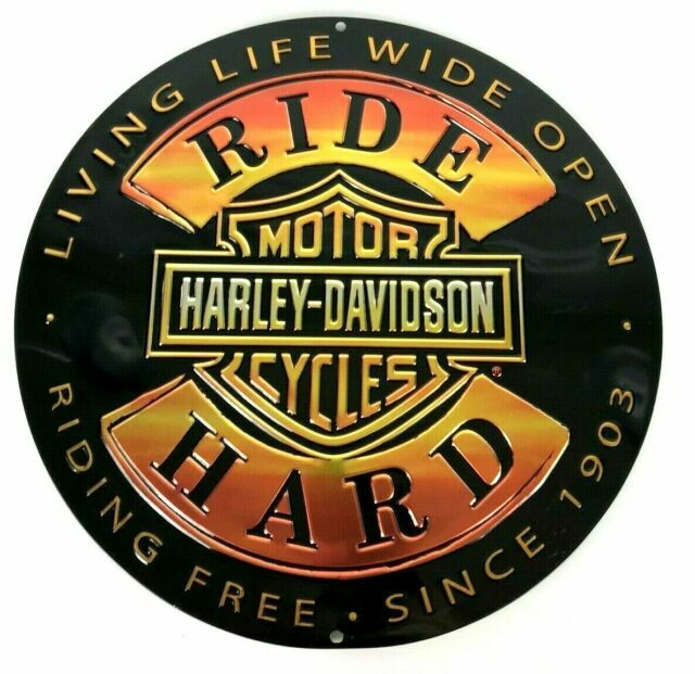 Harley-Davidson Ride Hard Round 14 Inch Tin Sign 2010671 for sale ...