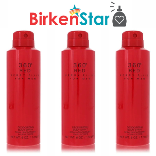 3 X Perry Ellis 360 Red Cologne By Perry Ellis for Men 6.8 oz Body ...