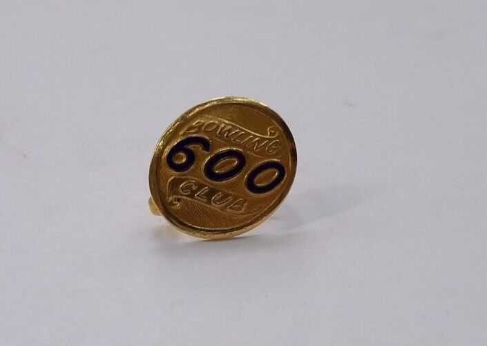 Vintage Bowling Award 600 Club Hat Lapel Pin Pinback Gold Filled 2.8 gr ...
