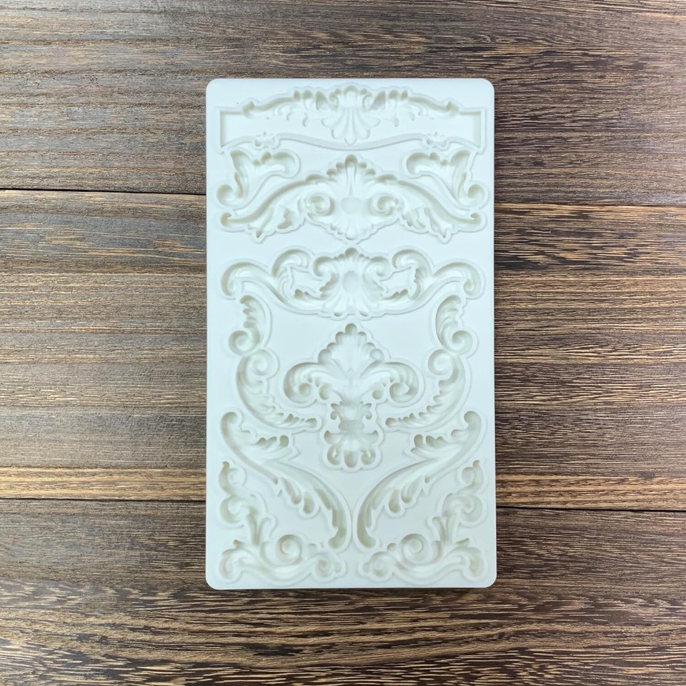 Baroque Curlicues Scroll Lace Border Relief Flower Filigree white | eBay