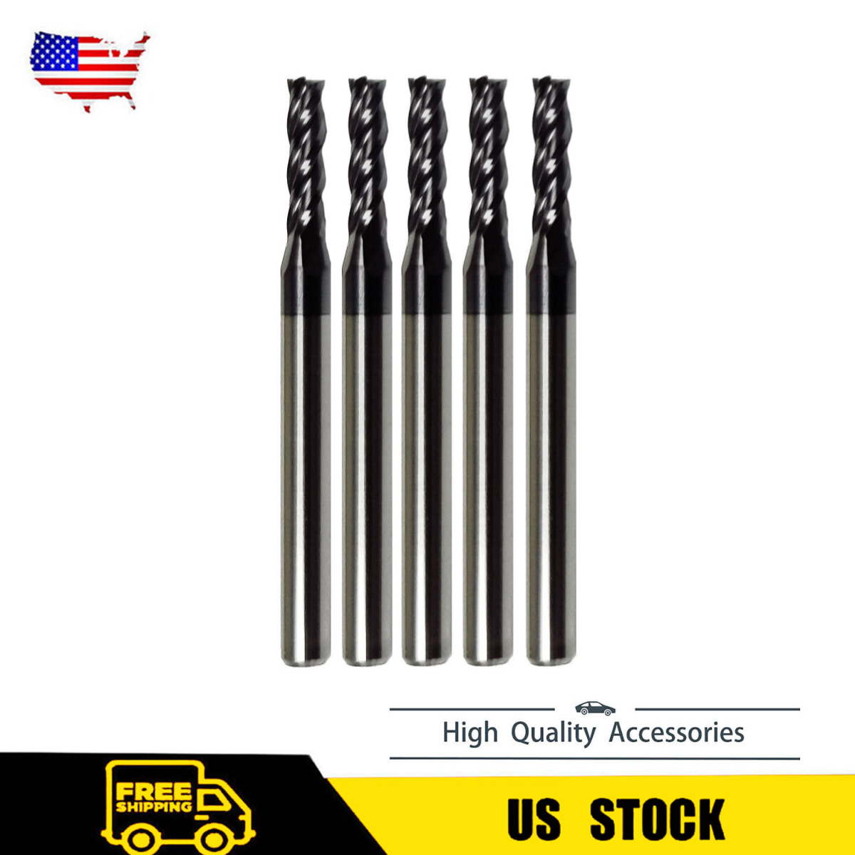 4 Flute 1/16 End Mill Solid Carbide Tialn Coated X 3/16 X 1-1/2 Bit US ...