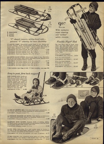 1964 PAPER AD Snow Sled Garton Flexible Flyer Vrroom Bicycle Combat ...