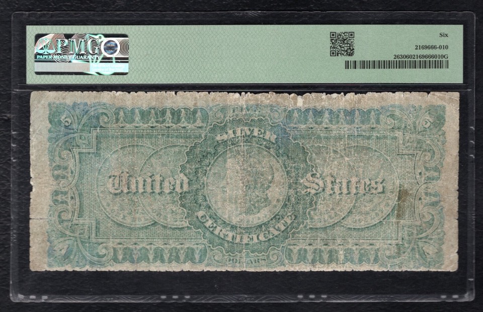 FR. 263 1886 $5 “MORGAN DOLLAR BACK” SILVER CERTIFICATE NOTE PMG GOOD-6 ...
