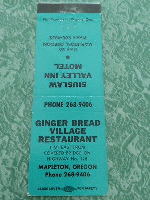Vintage Matchbook Collectible Ephemera O4 mapleton Oregon gingerbread ...