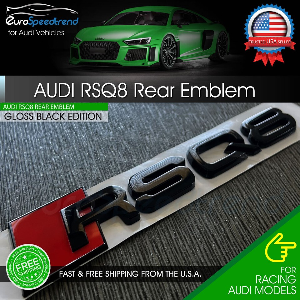 Audi RSQ8 Gloss Black Emblem 3D Trunk Logo Badge Rear Tailgate OEM ...