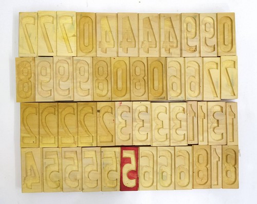 Vintage Letterpress wooden numbers 0-9 printing type blocks typography ...