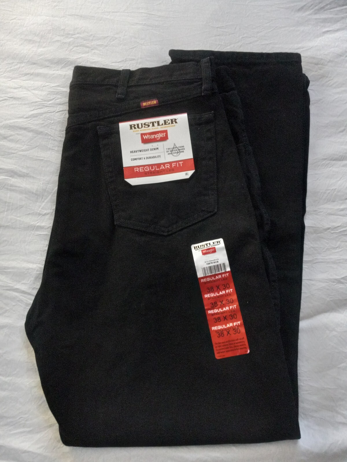 Men's Rustler by Wrangler Classic Regular Fit Straight Leg Jeans Black ...