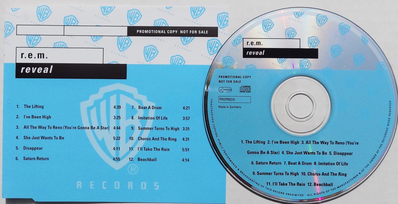 R.E.M. CD Reveal REM German 12 Track PROMO ONLY Diff Slv. PROP052 ...