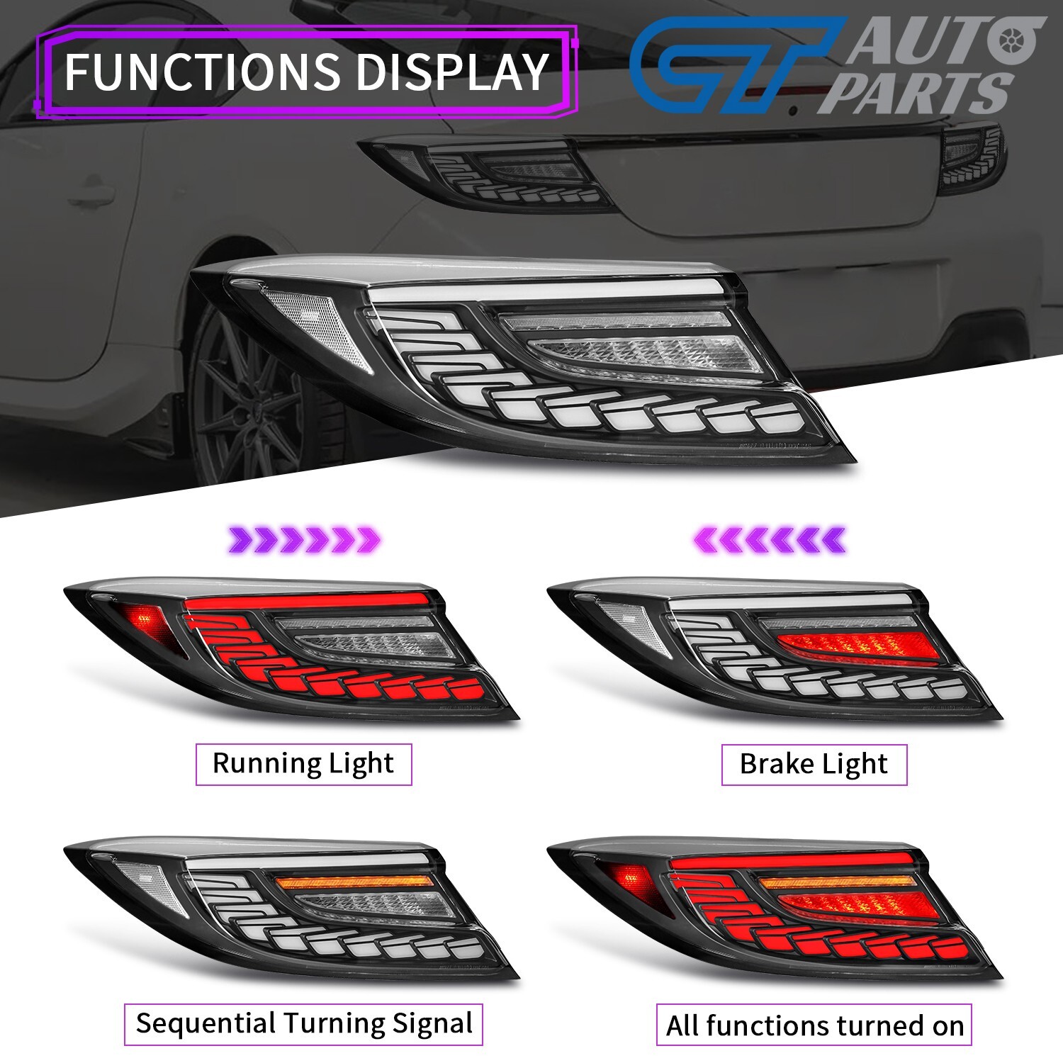 V3 Black LED Dynamic Tail lights for 2022+ Toyota 86 GR86 Subaru BRZ ...