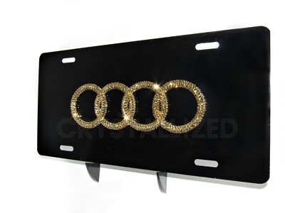 Audi Bling AUSTRIAN CRYSTAL Front Vanity License Plate Bedazzle Emblem ...