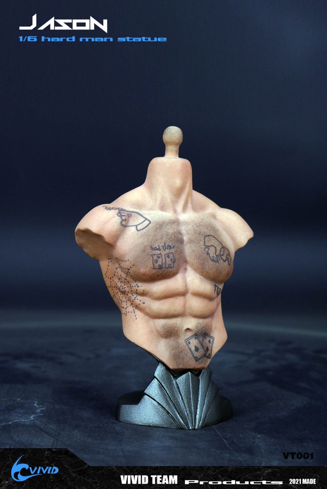 VIVID VT001C 1/6 Male Tough Guy Tattooing Chest Statue for 12" Figure ...