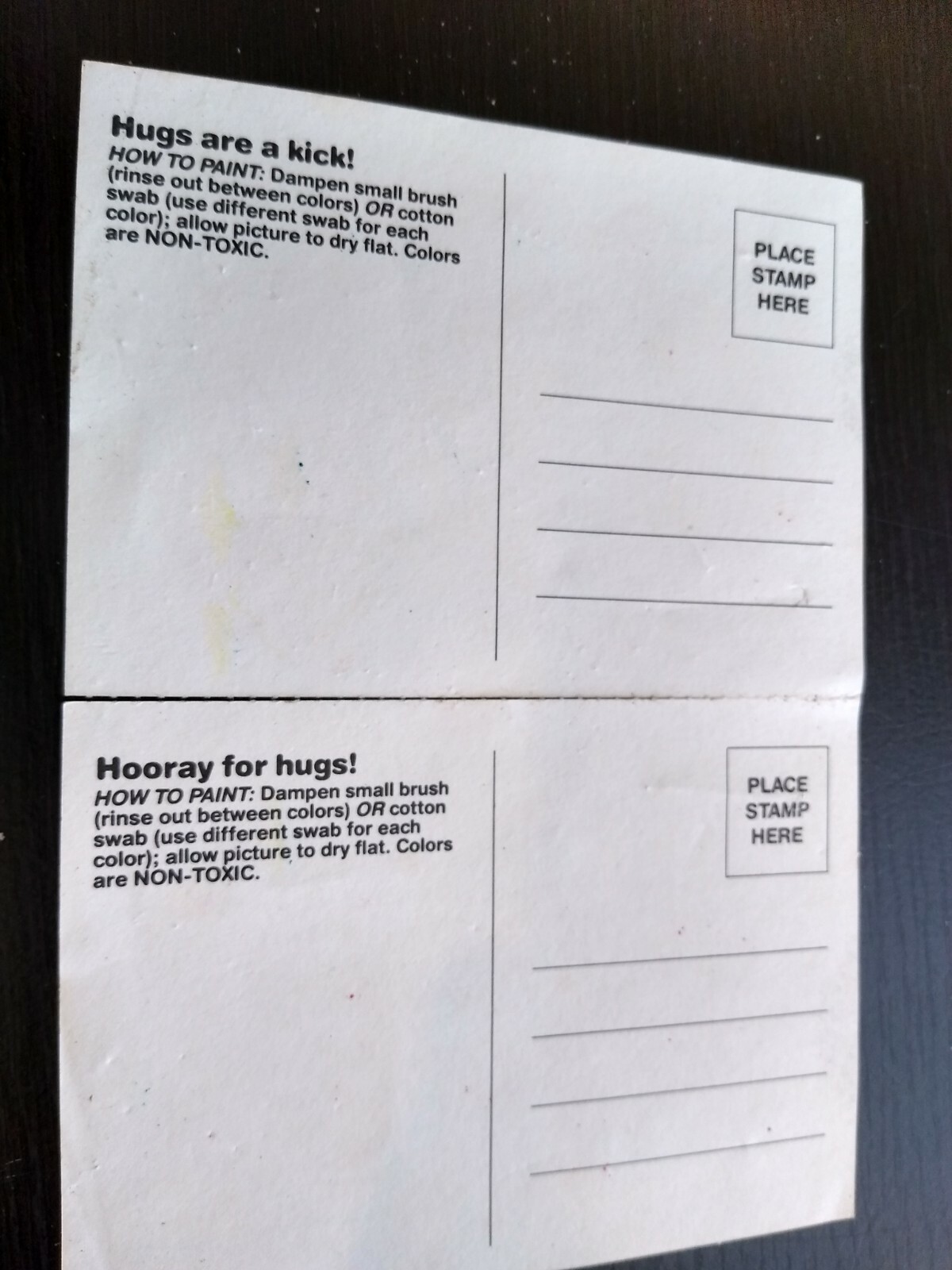 2 Cartoon Ad premium 1984 Hallmark Post cards Huggins and Hugsy ...