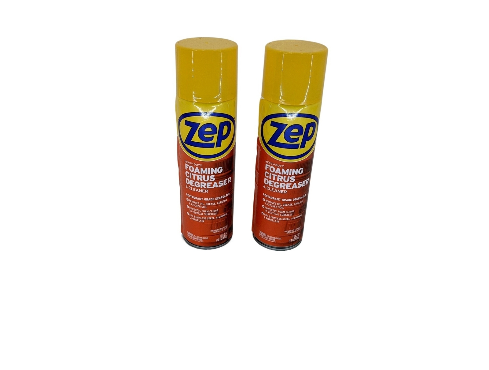 2 Pack Zep ZUHFD18 Heavy-Duty Foaming Citrus Degreaser & Cleaner 18-oz ...