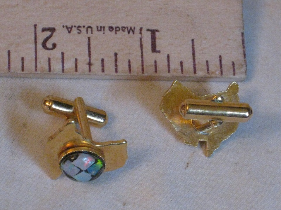vintage Australia cuff links link cufflinks Australian inlaid opal gold ...