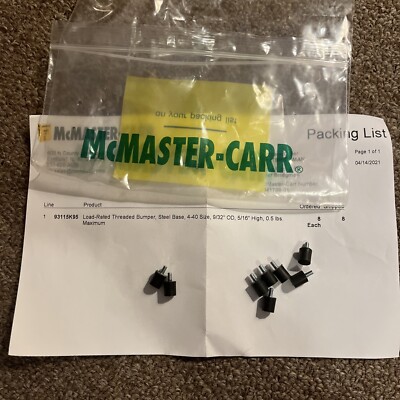 McMaster-Carr Low-Rated Threaded Bumper 4-40 Size, 9/32”. 0.5 Lbs Max ...